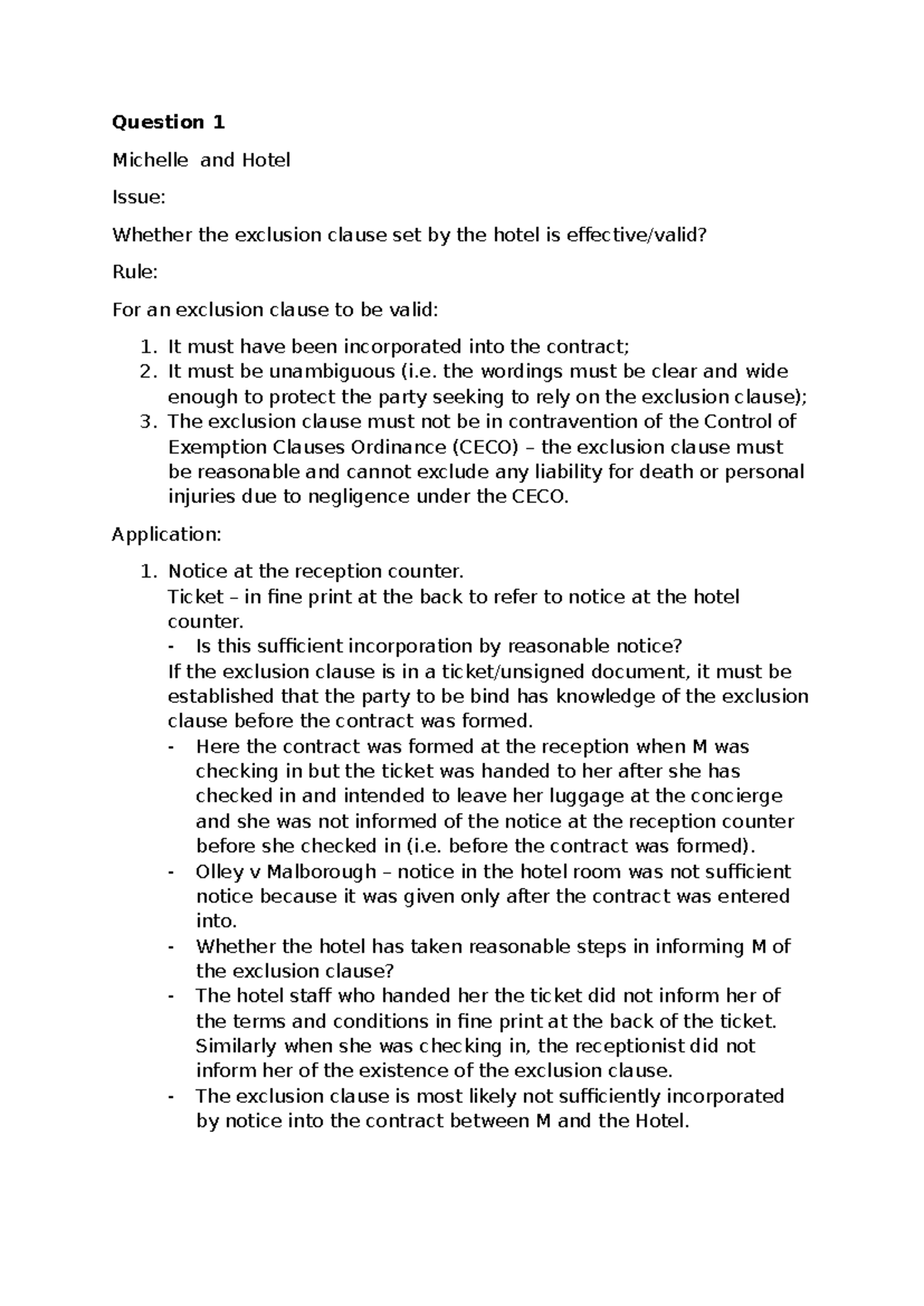 LW2903 Wk 5 Tutorial Discussion: Exclusion Clauses & Misrepresentation ...