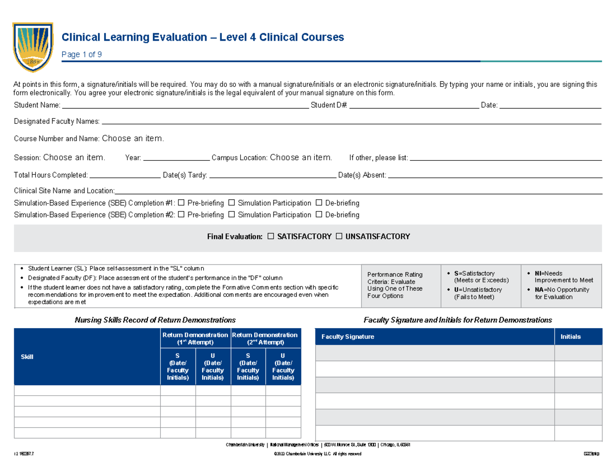 BSN CLE Level 4: Clinical Learning Competencies & Evaluations Guide ...
