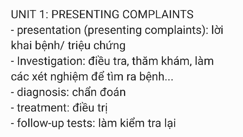 Unit 1: Presenting Complaints in Nursing (Nursing 1) - Studocu