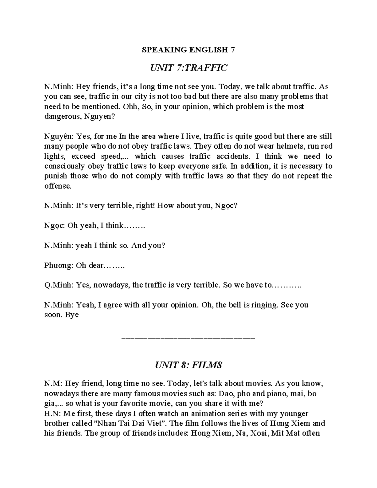 Speaking English 7: Units 7-10 Conversations on Traffic, Films ...
