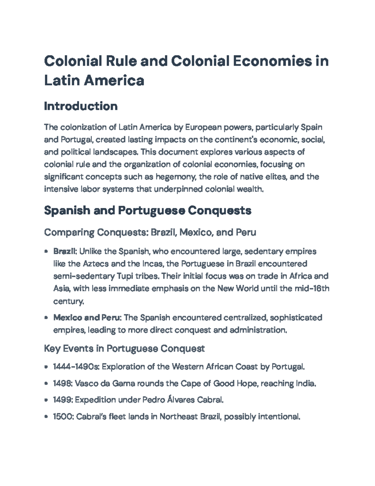 Colonial Rule and Economic Structures in Latin America: A Study ...