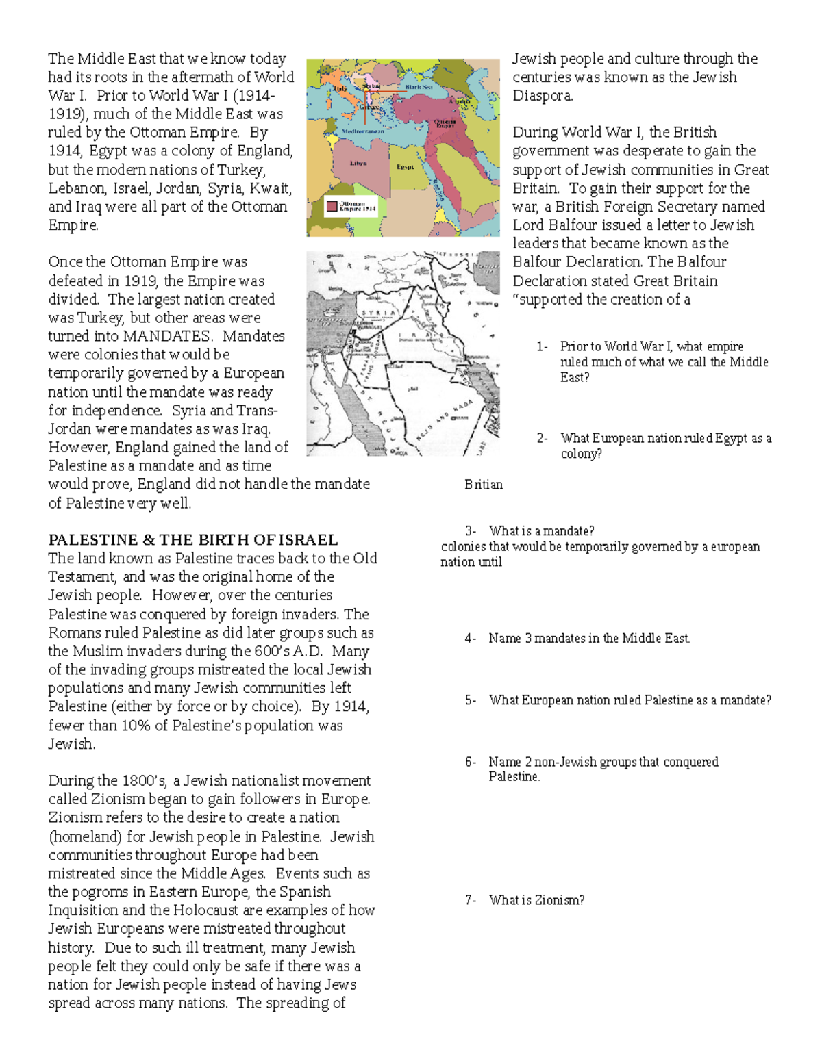 The Middle East reading packet 2017 - The Middle East that we know ...