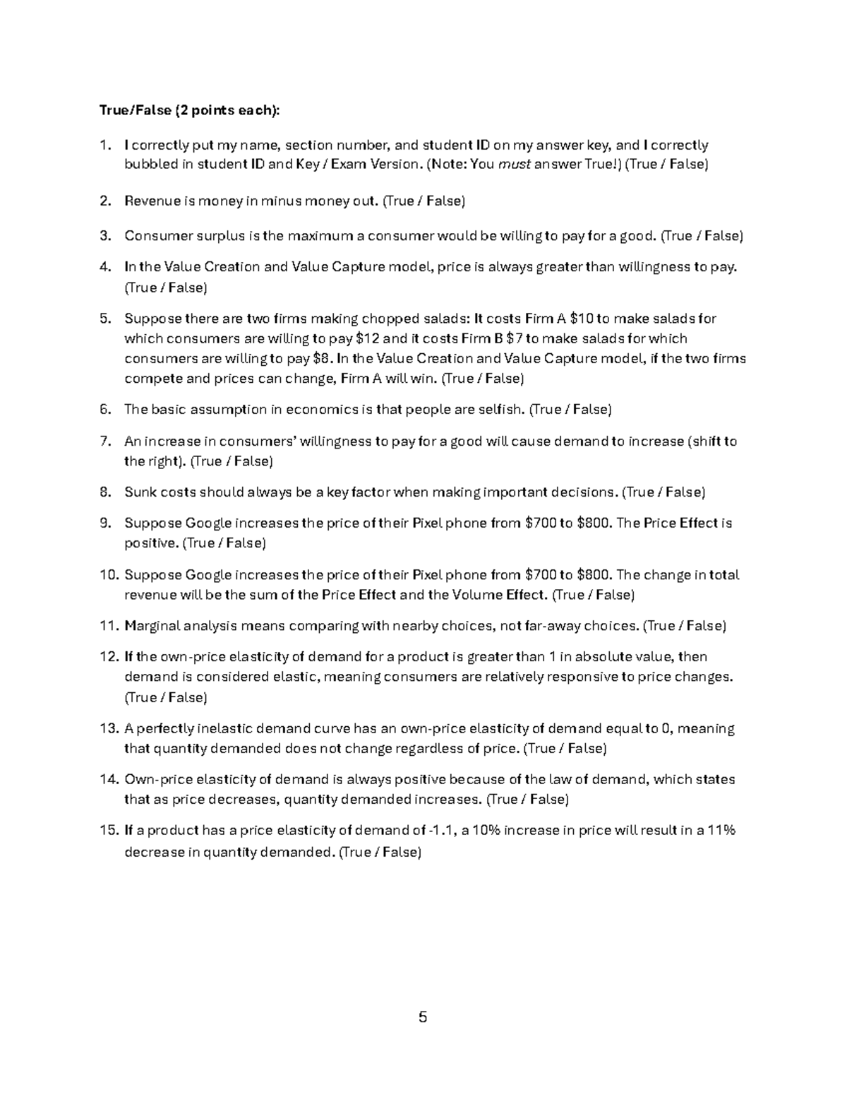 Microeconomics (ECON 101): Elasticity & Revenue Practice Questions - Studocu