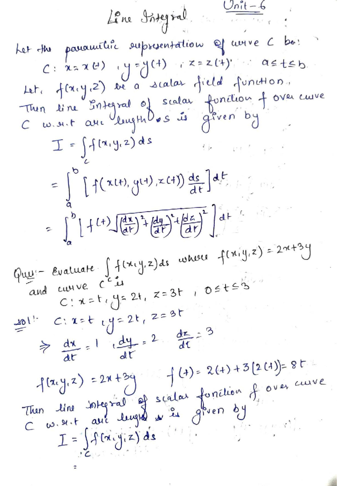 Unit 6: Line Integrals and Surface Integrals Lecture Notes - Studocu