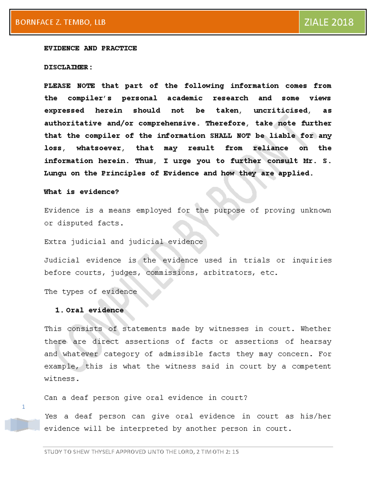 Evidence Ziale 2018: Key Concepts and Summarized Insights - Studocu