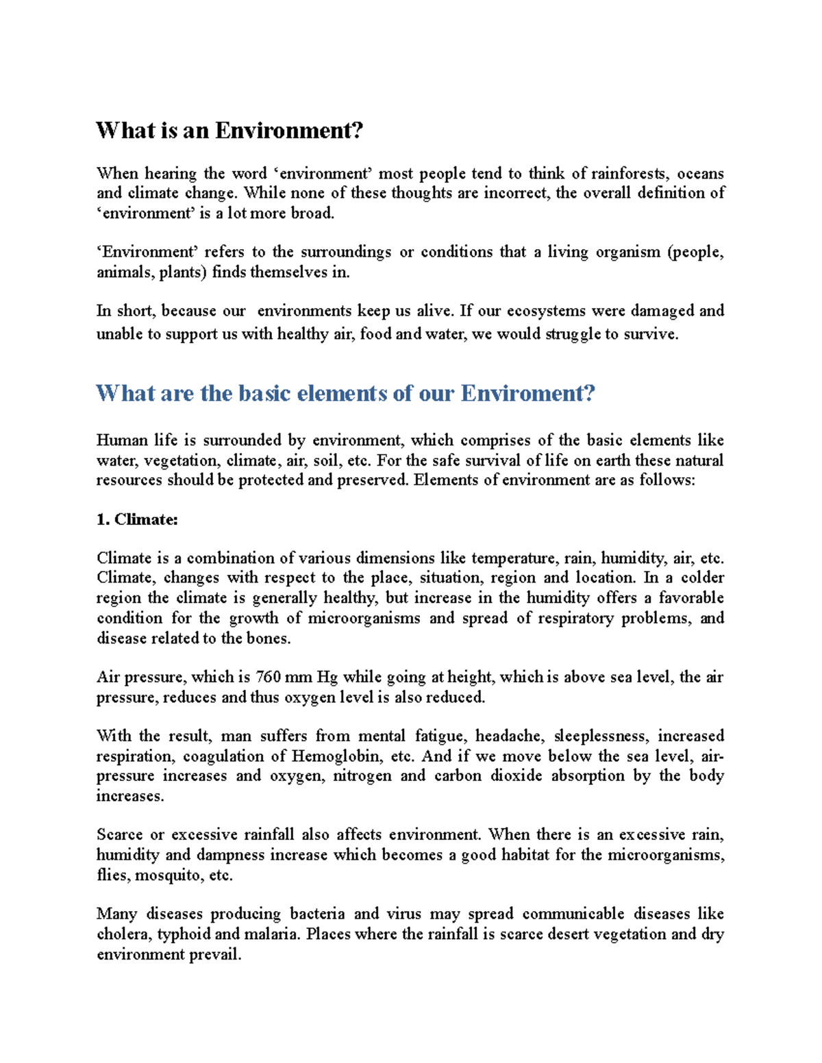 Understanding the Environment: Key Concepts and Challenges - Assignment ...