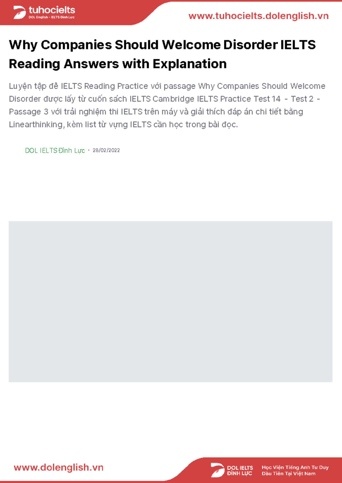 IELTS Reading Practice: Why Companies Should Welcome Disorder (Test 14 ...