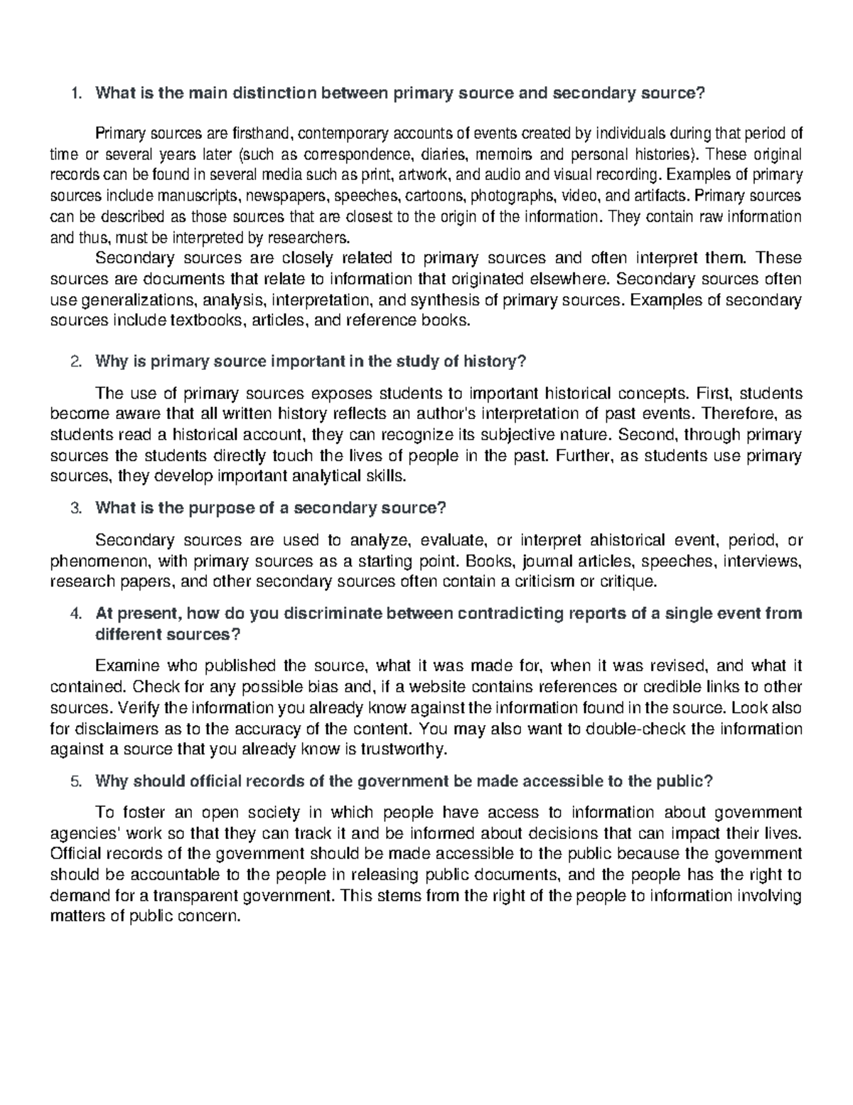 RPH Module 2: Understanding Primary and Secondary Sources - Studocu