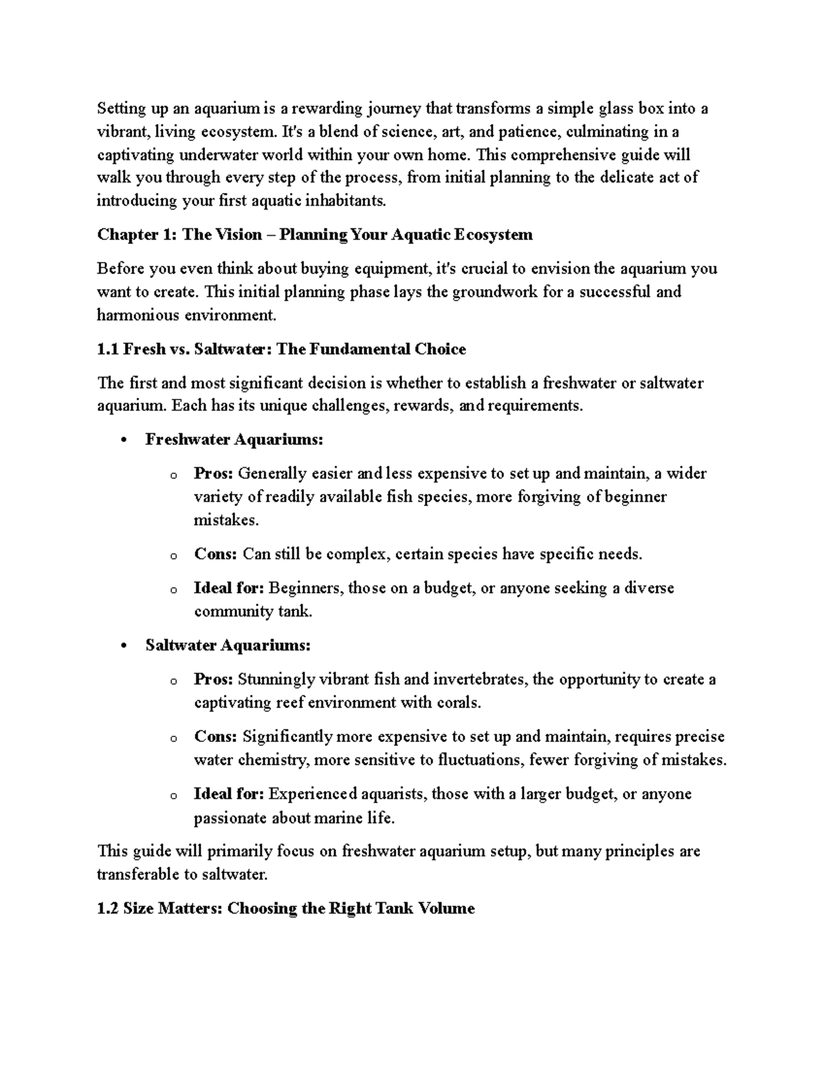 Aquarium Setup Guide: Creating Your Freshwater Ecosystem (Course Code ...