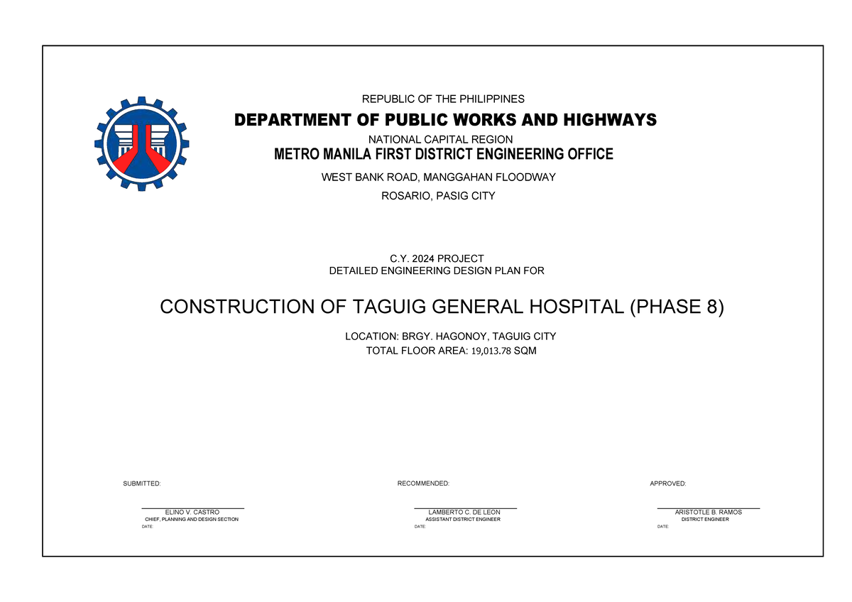 24-490 Floor Plan - Taguig General Hospital Phase 8 (Sample) - Studocu
