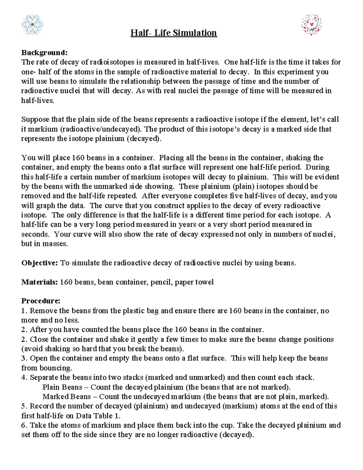 Half-Life Lab Simulation: Detailed Analysis of Radioactive Decay - Studocu