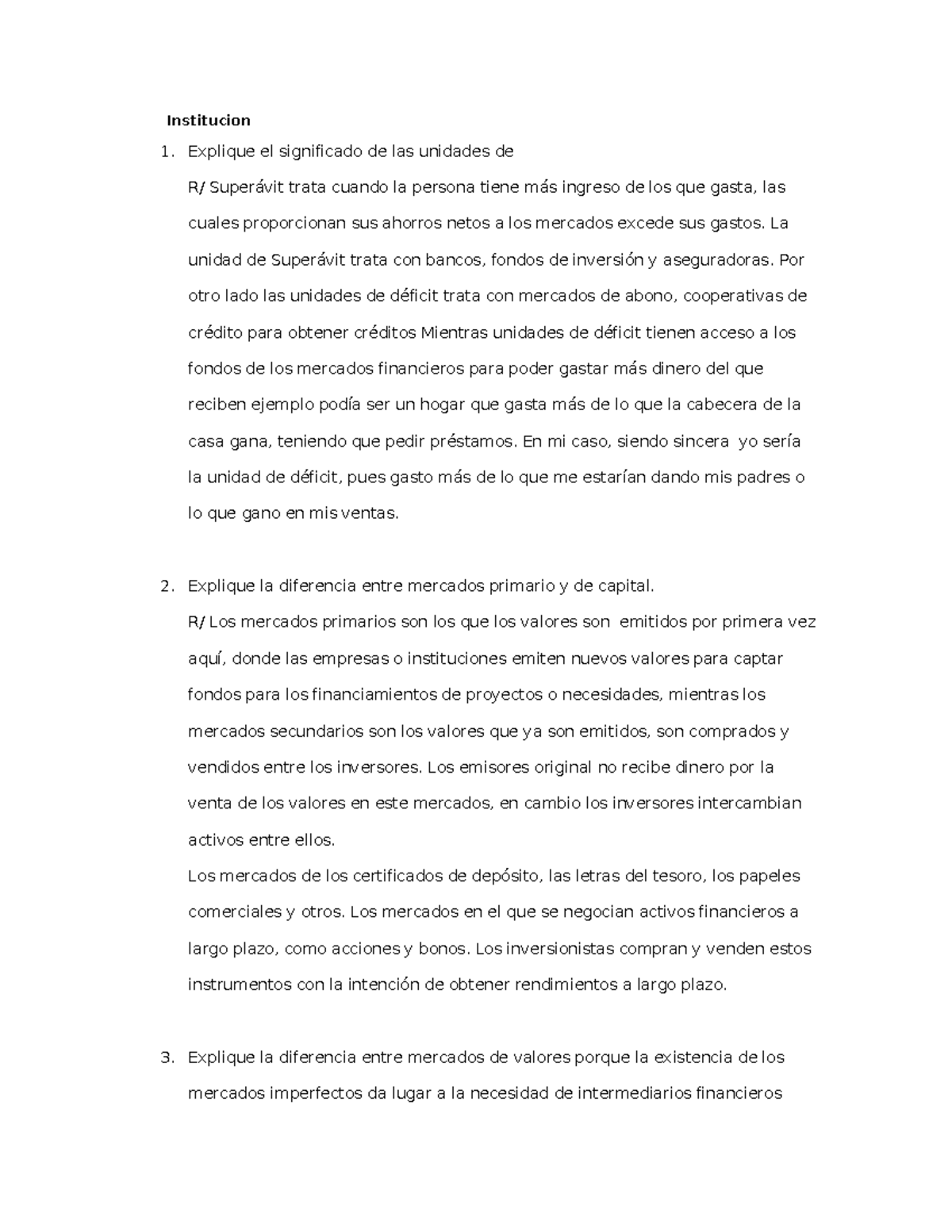 Unidades de Déficit y Superávit en Mercados Financieros: Análisis ...