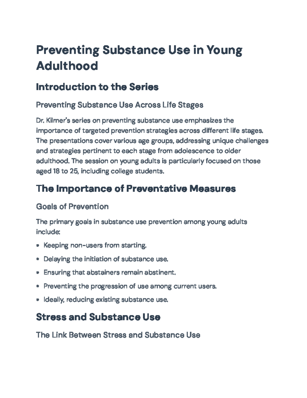 Prevention Strategies for Substance Use in Young Adults: An Overview ...