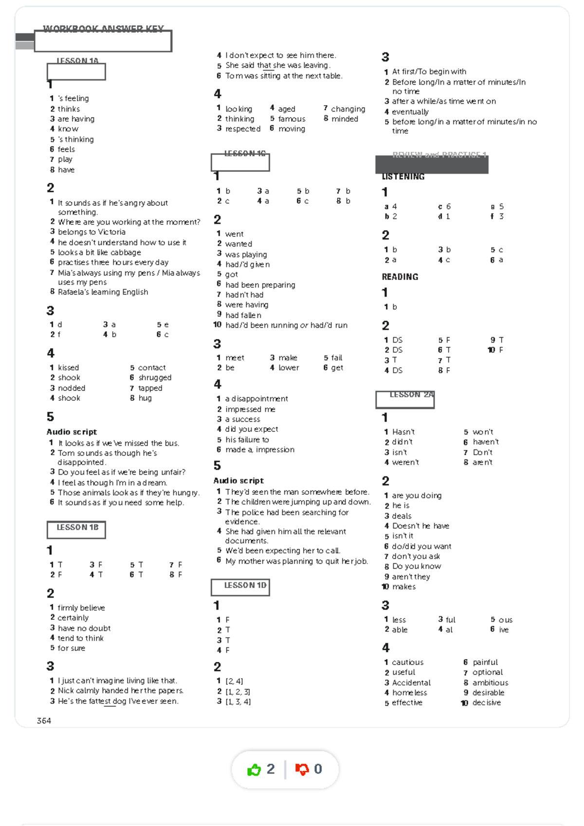 B2 Personal Best Workbook Answer Key - Lessons 1A to 9A - Studocu