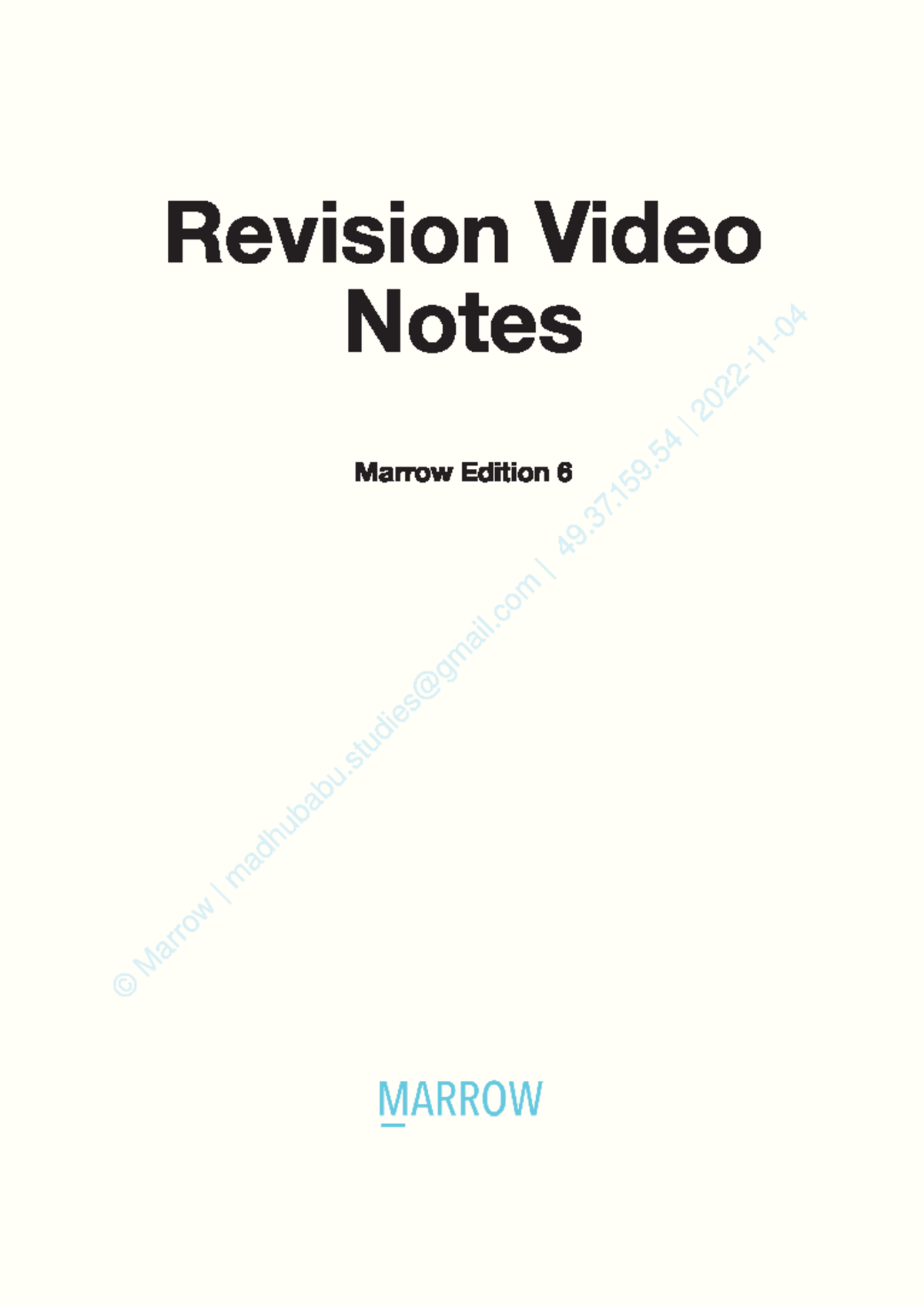 ANATOMY REVISION NOTES: MARROW EDITION 6 - Studocu