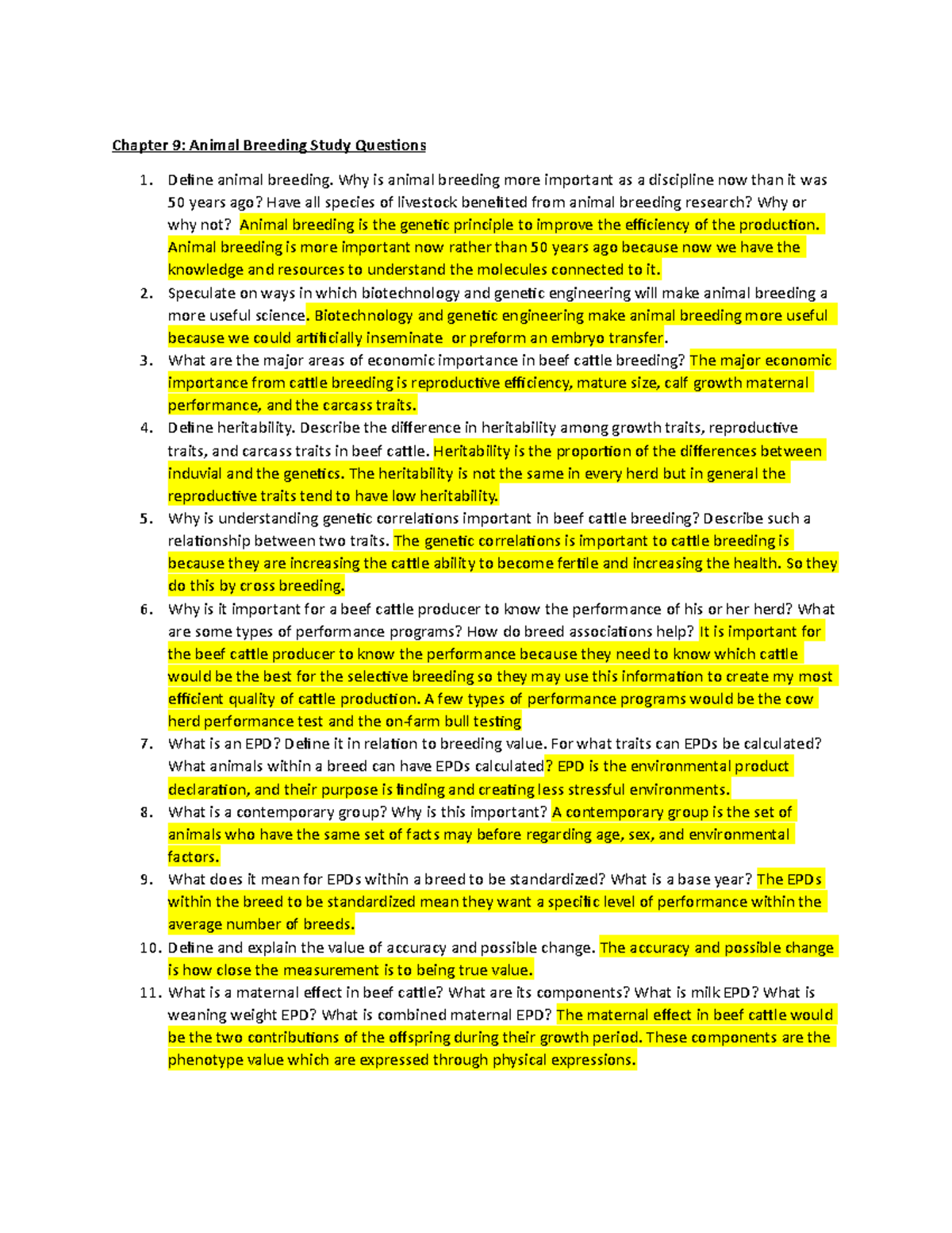 Animal Science ANS 301 Chapter 9 Study Questions and Insights - Studocu