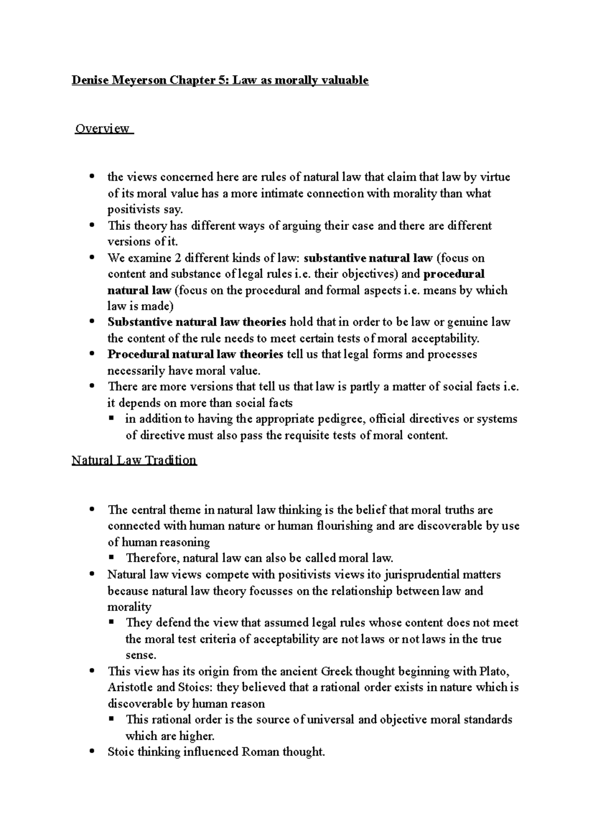 Denise Meyerson Textbook Chapter 5 Summary Jurisprudence - Denise ...
