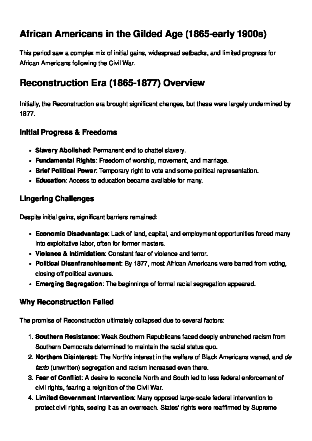 L4 Notes: African Americans in the Gilded Age (1900s) - Civil Rights ...