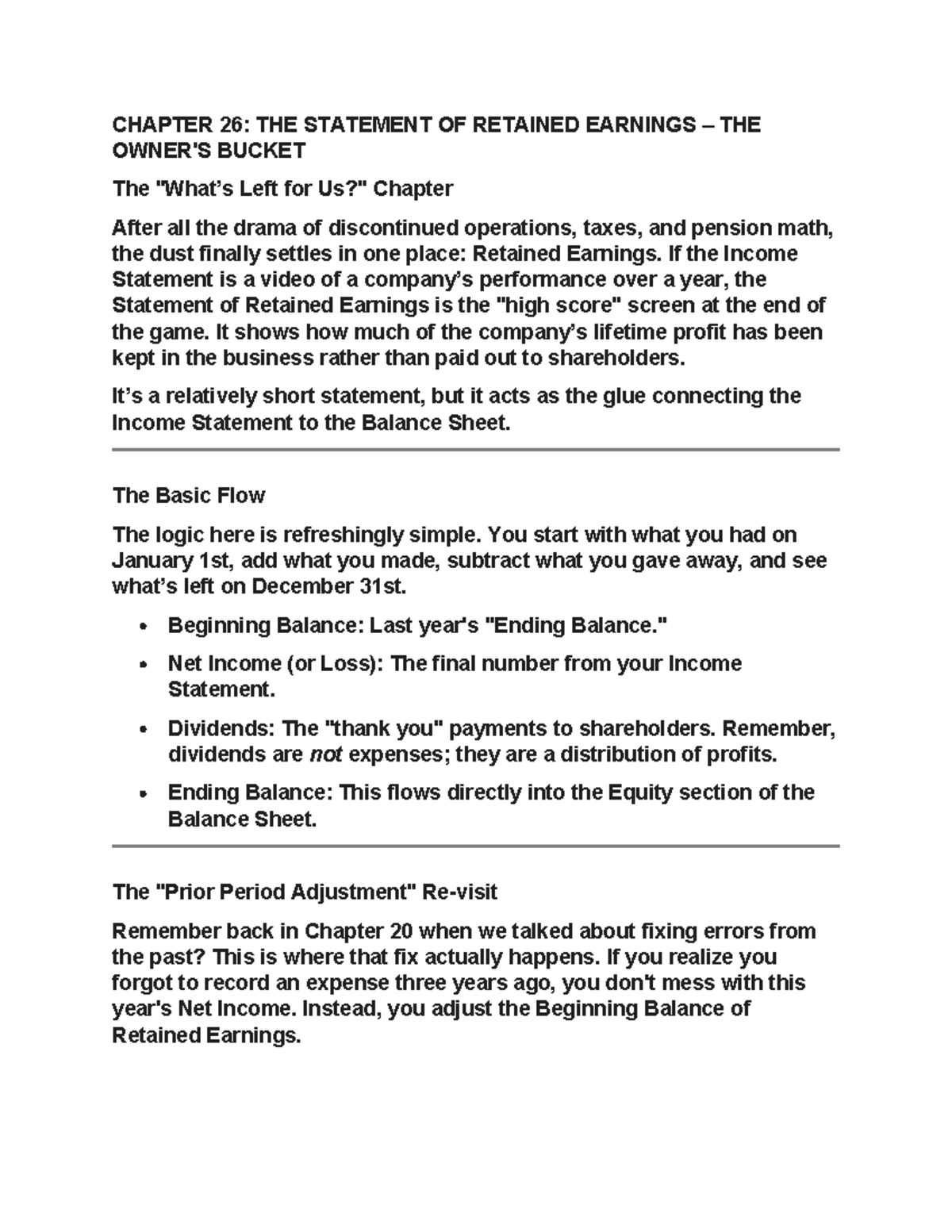 CH26: Understanding the Statement of Retained Earnings - Studocu