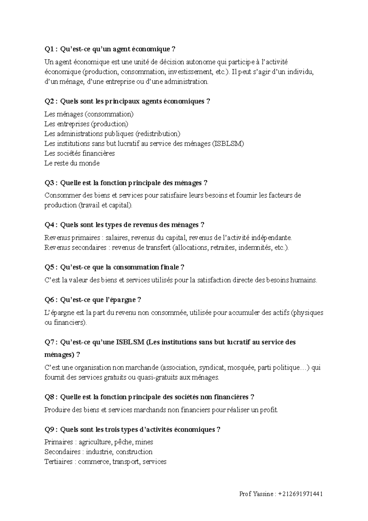 Résumé des Sciences de Gestion - Introduction (Prof Yassine) - Studocu