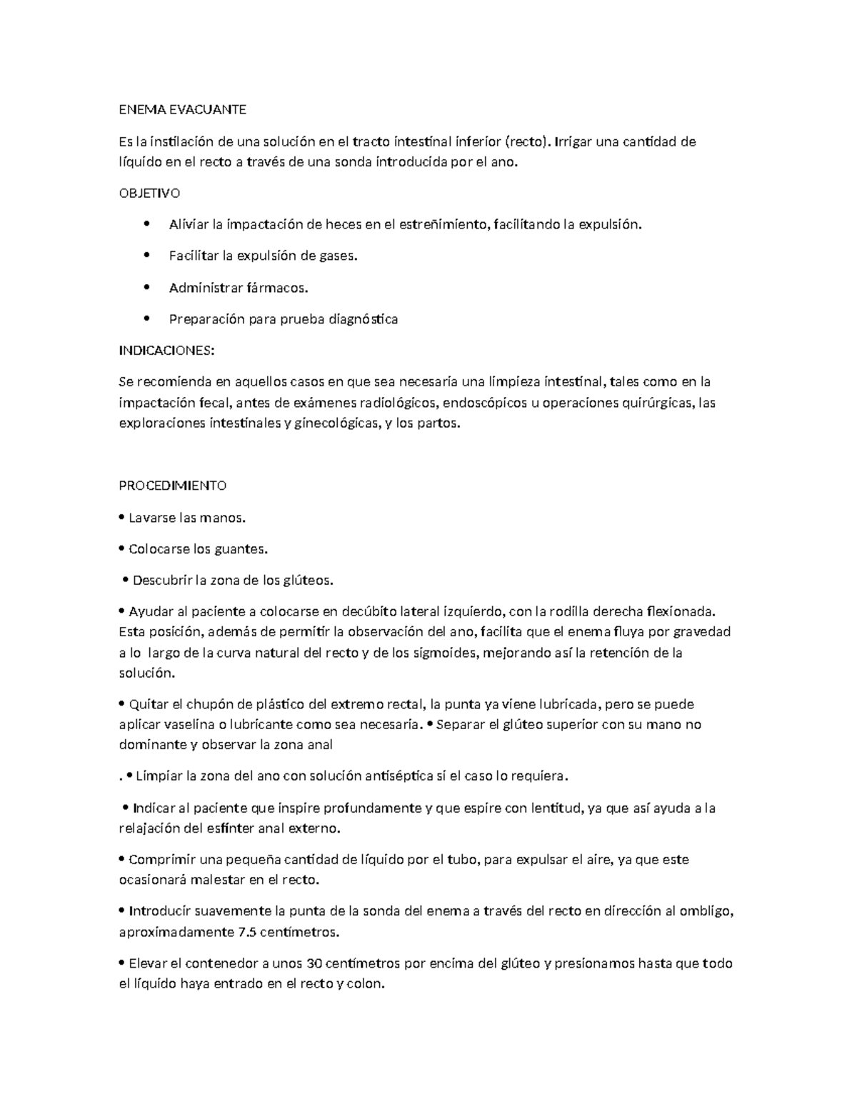 Enema Evacuante - ENEMA EVACUANTE Es la instilación de una solución en ...