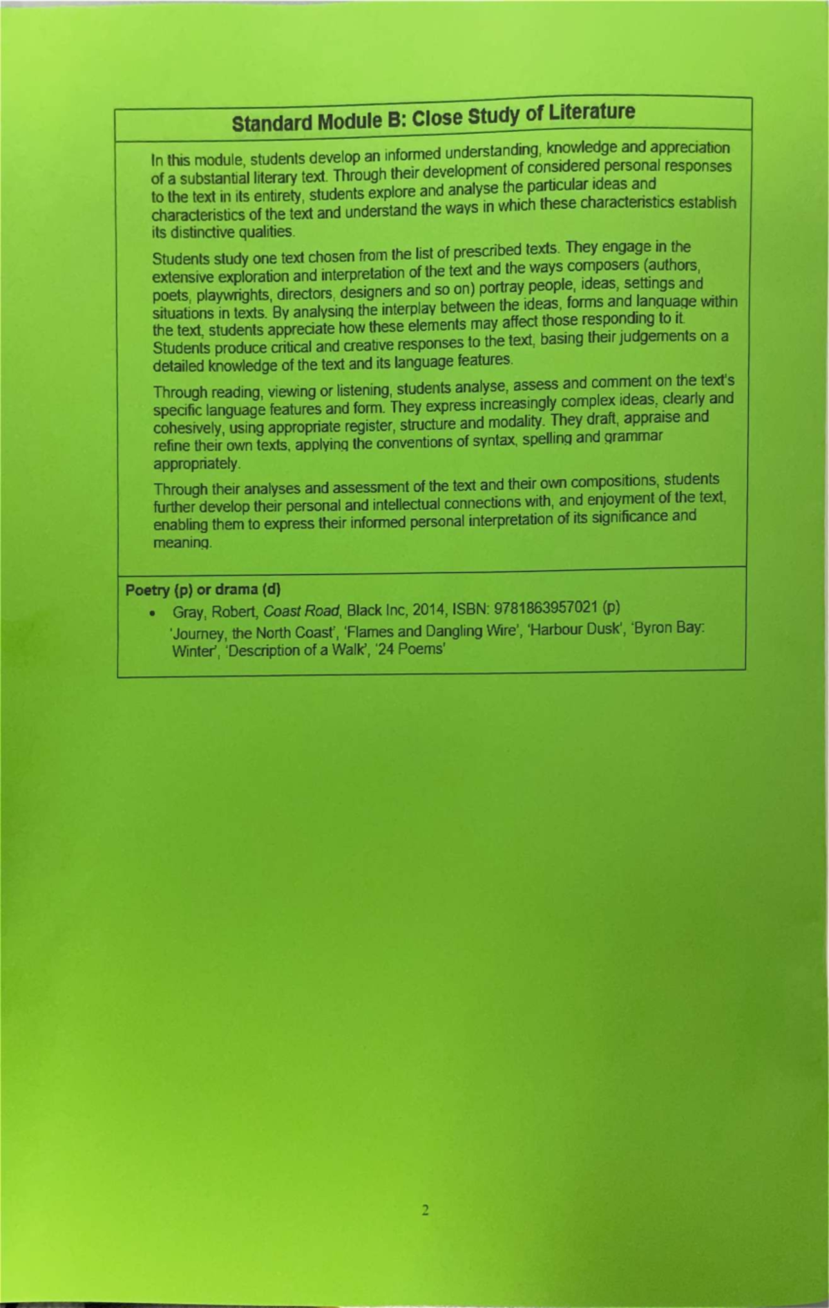 Standard Module B: Close Study of Robert Gray's Poetry - Studocu