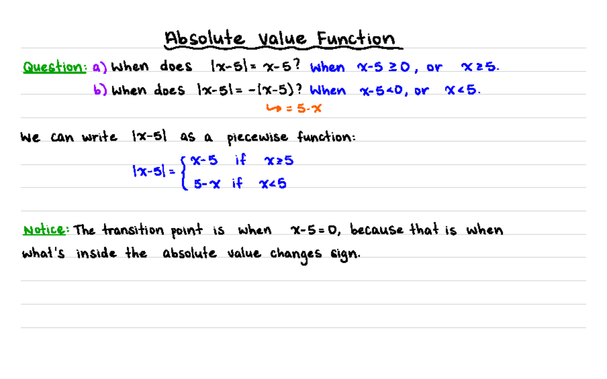 Piecewise Function Analysis and Solute Value Examples - Studocu