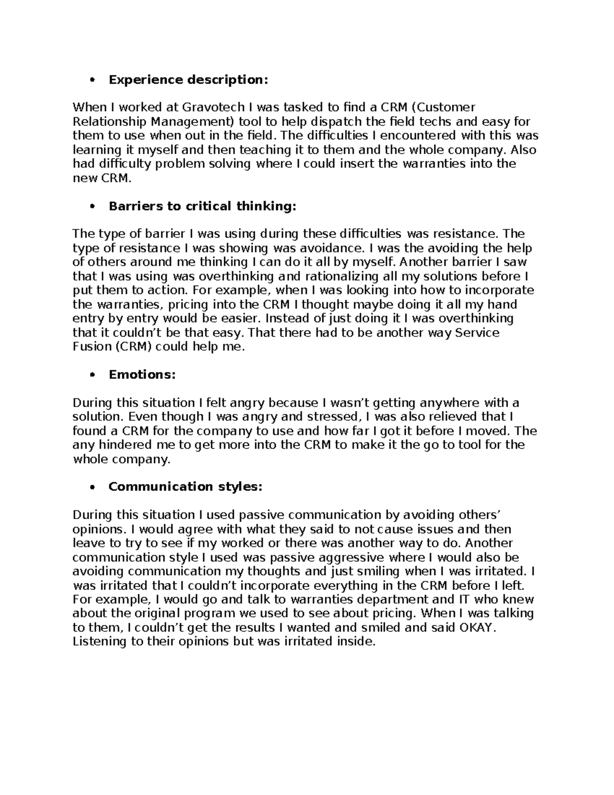 Wk 2 Summative Assessment: Critical Thinking & Decision-Making ...