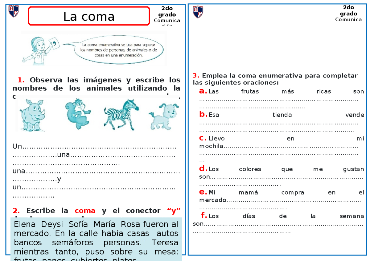 Hojas De Práctica De Comas Coma Punto Y Punto Y Coma Recursos