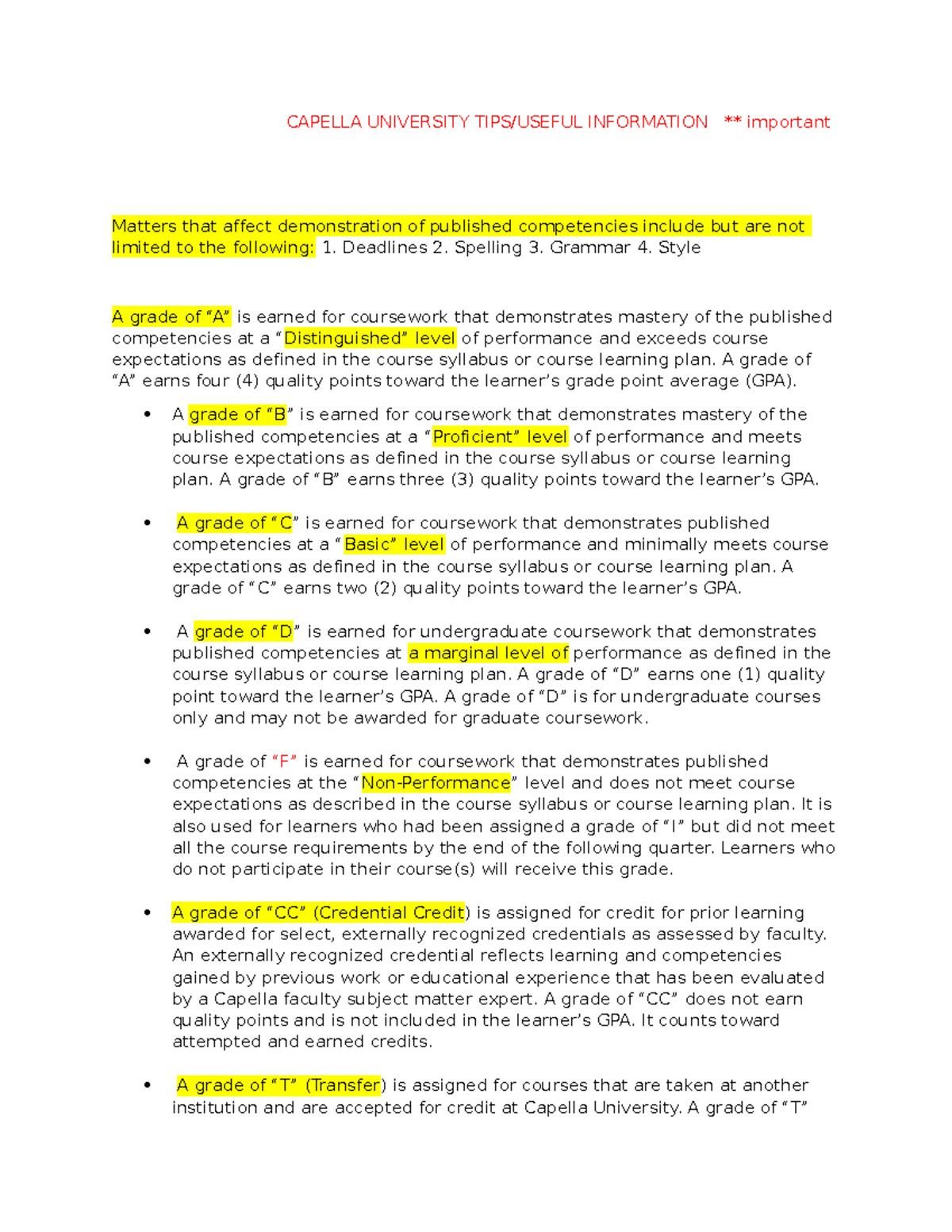 Capella University Flex Path Tips for Academic Success - Studocu