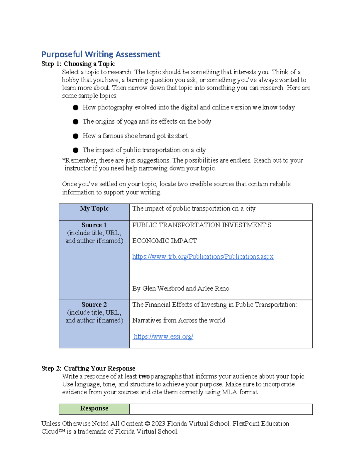 1.03 Purposeful Writing Assessment: Topic Selection & Research - Studocu
