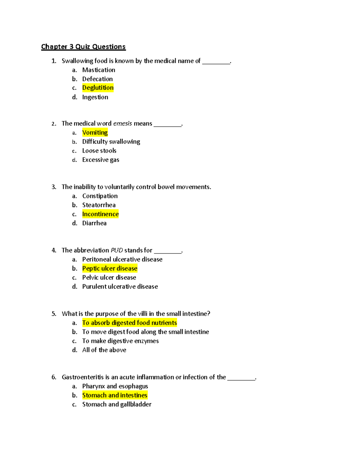 MED TERM quiz 3 - Quiz with answers on Chapter 3 (gastroenterology ...