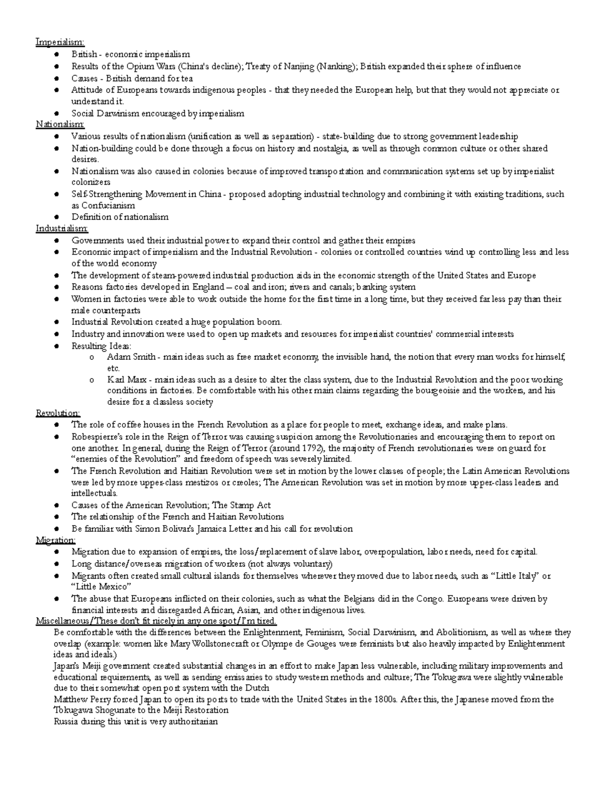 Unit 3 Study Guide: Imperialism, Nationalism, and Revolutions - Studocu