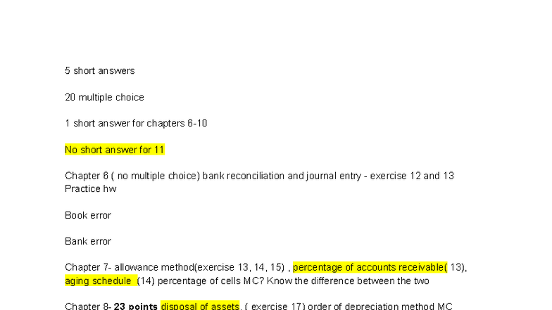 Test 2 Review: Accounting 2 - Chapters & Key Concepts - Studocu