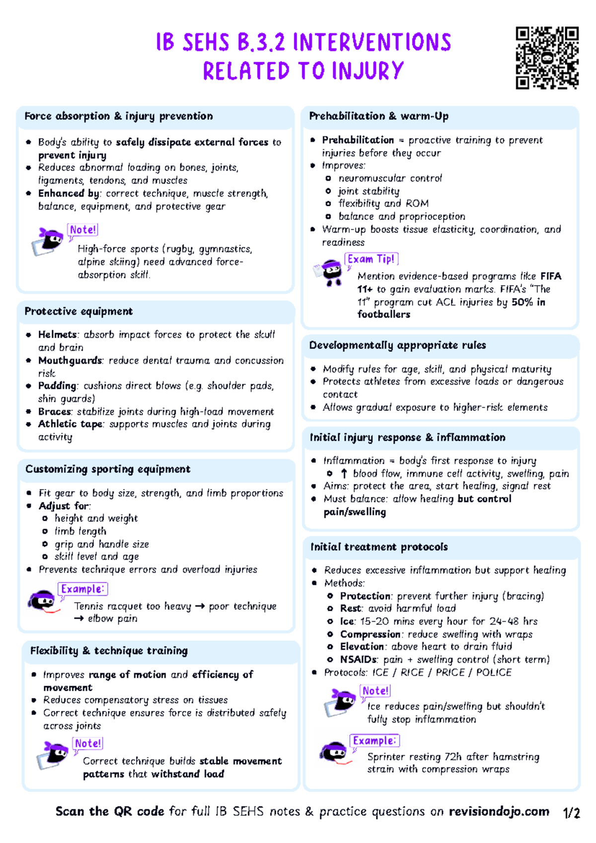 IB SEHS Injury Prevention & Rehabilitation Notes - Studocu