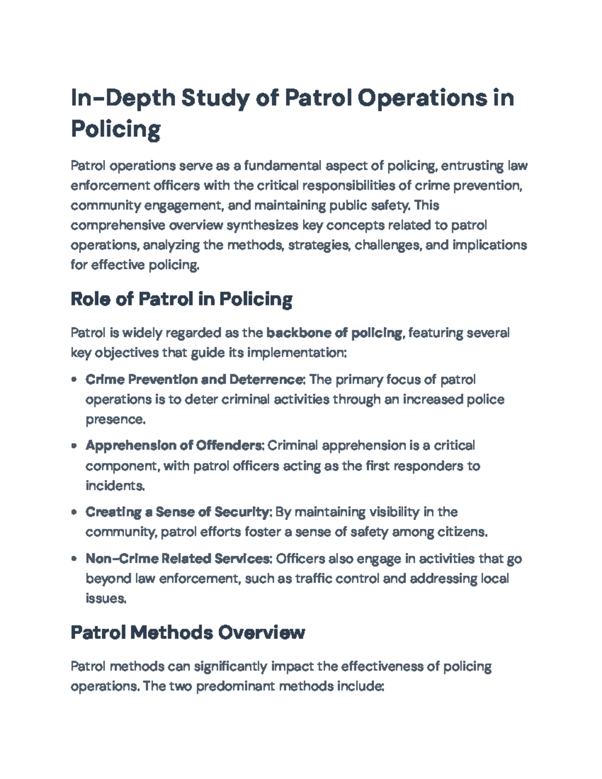 Analyzing Patrol Operations in Policing: Methods and Challenges - In ...