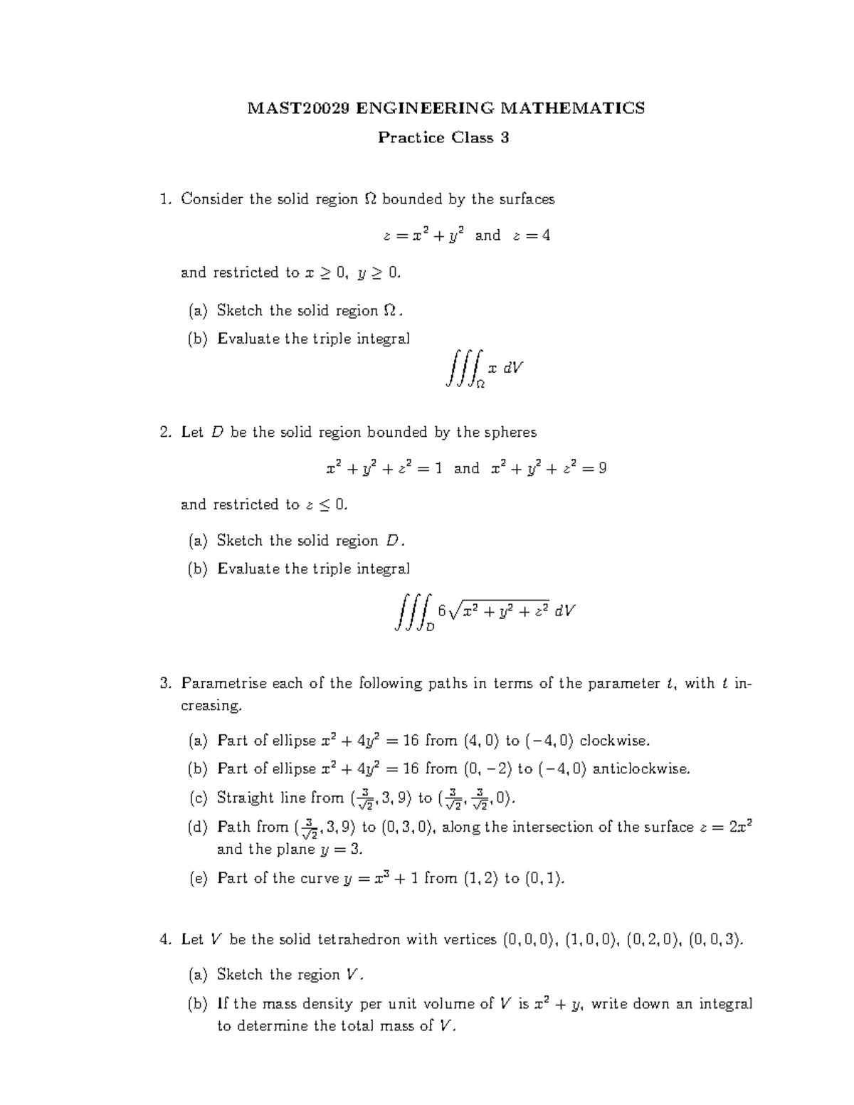 Week 3 tutorial sheet - MAST20029 ENGINEERING MATHEMATICS Practice ...