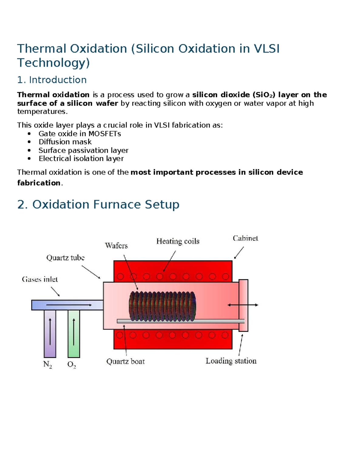 Thermal Oxidation in VLSI Technology: Unit 2 Overview - Studocu