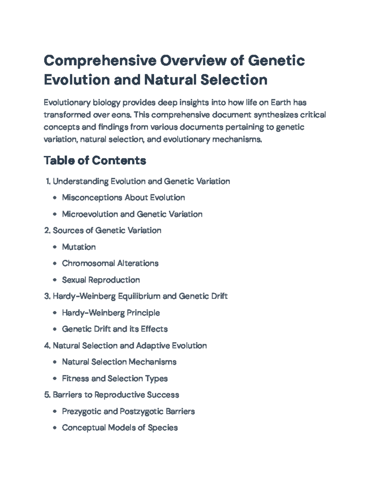 Comprehensive Guide to Genetic Evolution & Natural Selection (BIO101 ...
