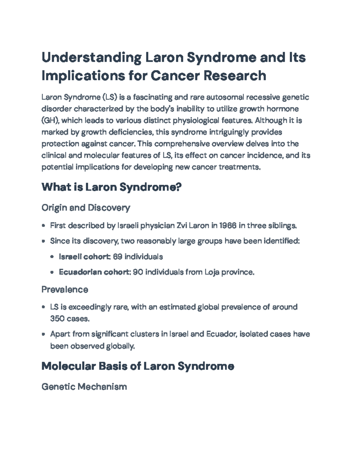 Laron Syndrome: Insights into Cancer Resistance and Treatments ...