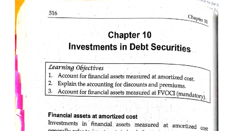 Investments in Debt Securities - Chapter 10 (Course Code: H 31 516 ...