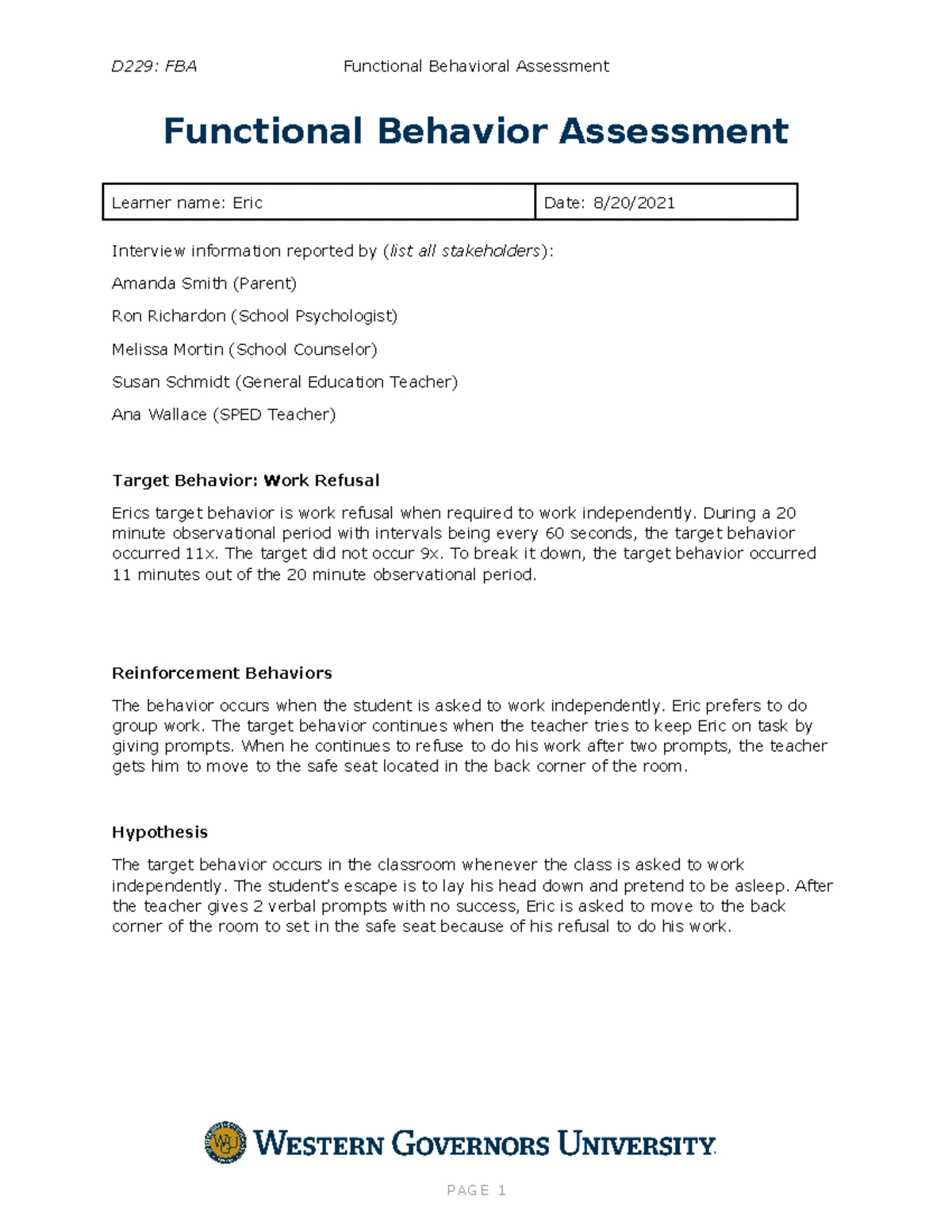 D001 FBA - passed first time - D001: FBA D001 Task 1 Functional ...