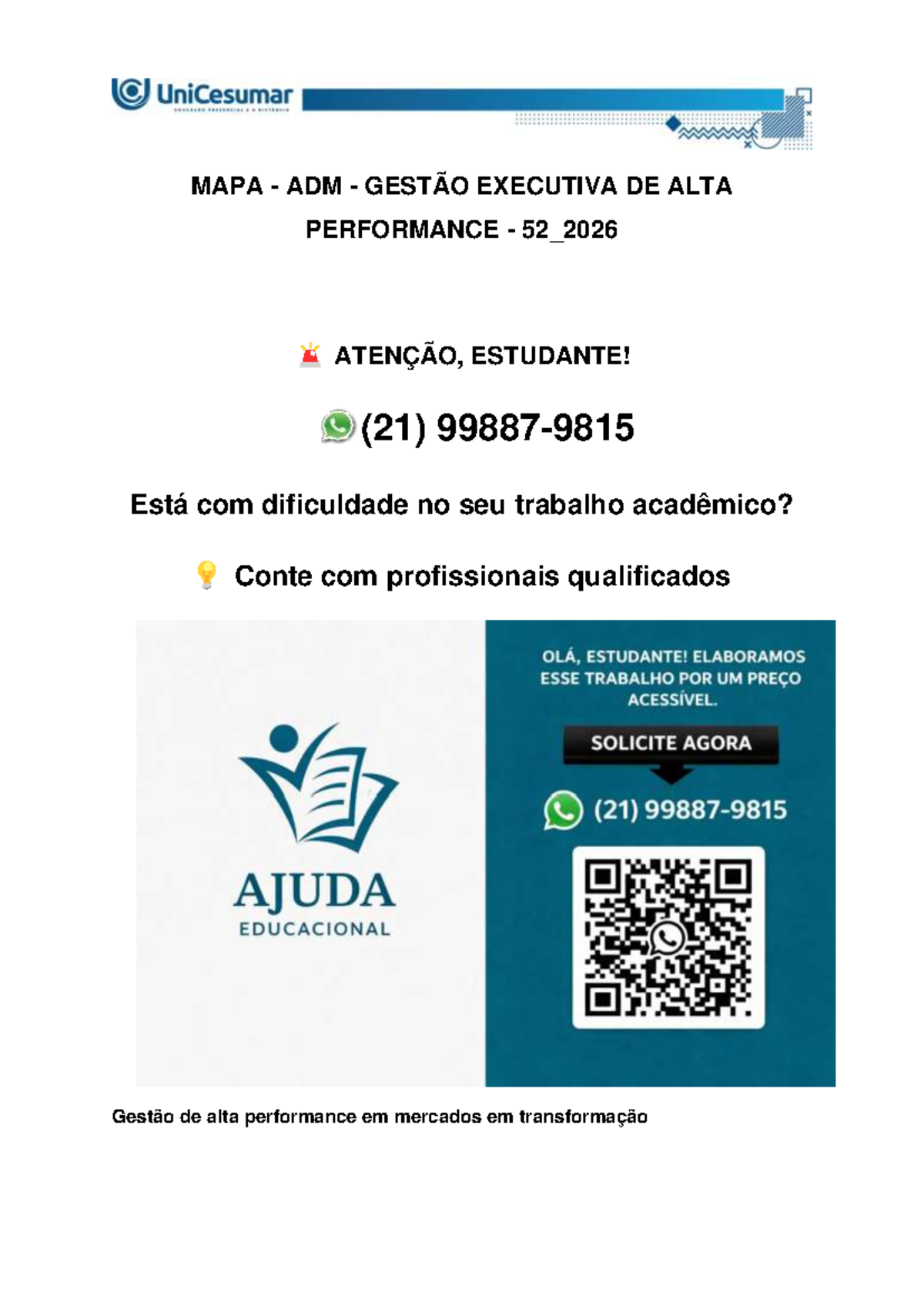 MAPA ADM GESTÃO EXECUTIVA DE ALTA PERFORMANCE: Liderança em Tempos de ...