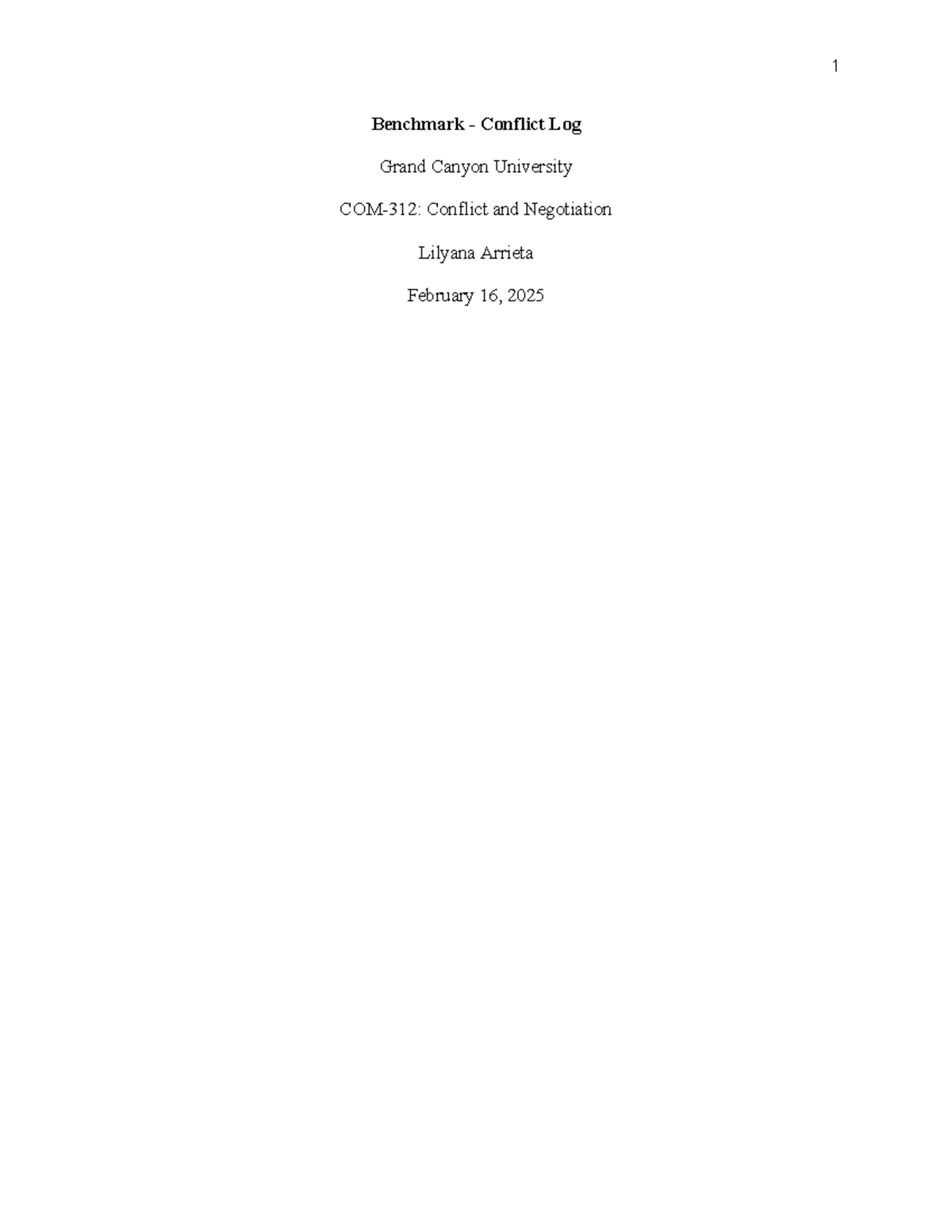 Benchmark - Conflict Log - Benchmark - Conflict Log Grand Canyon ...