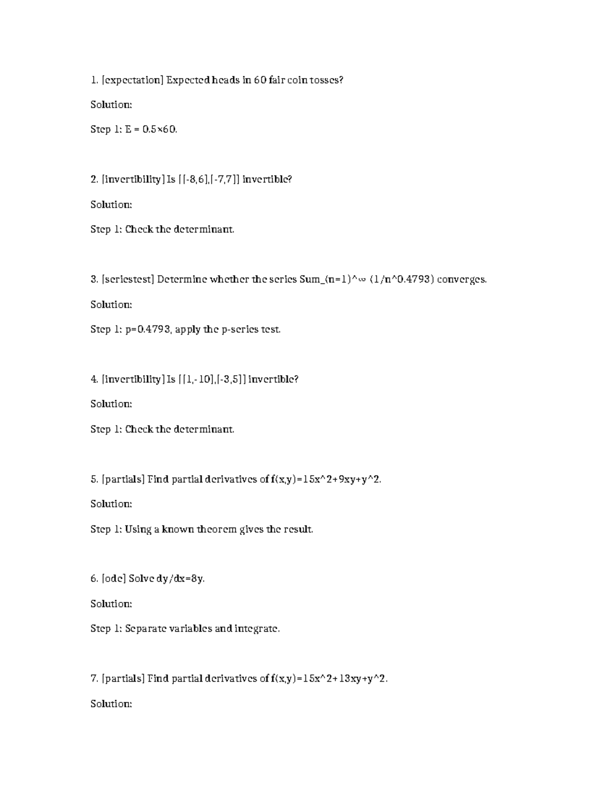 Math 6434: Solutions to Coin Tosses, Series, and Derivatives - Studocu