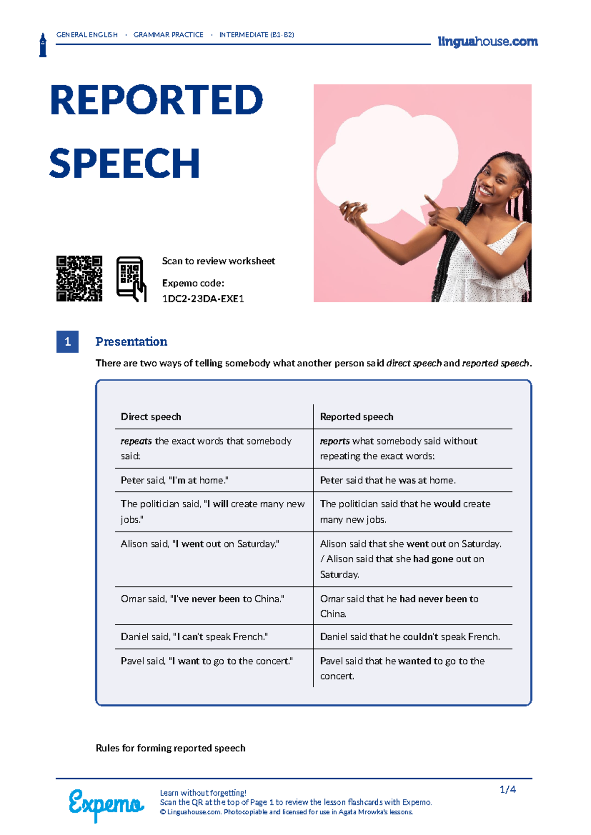 Reported speech british english student - GENERAL ENGLISH · GRAMMAR ...