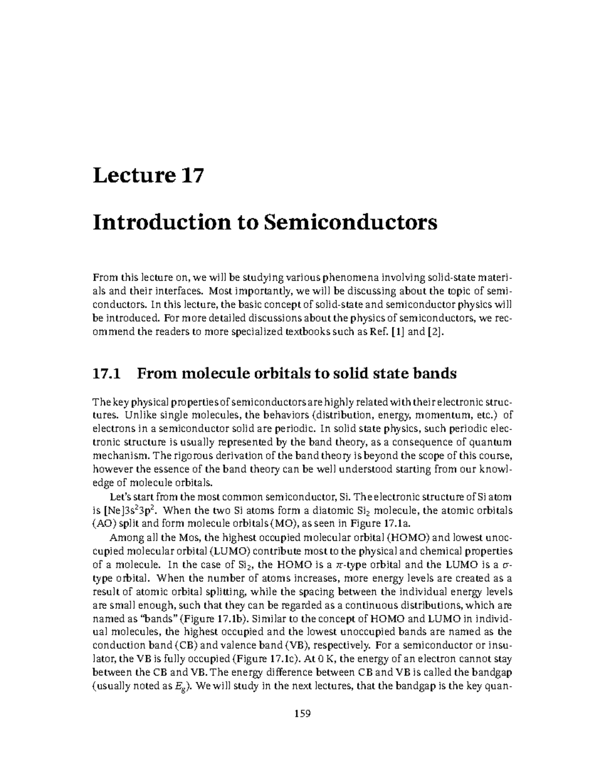 Lecture 17: Introduction to Semiconductors - Extra Notes 2023 - Studocu