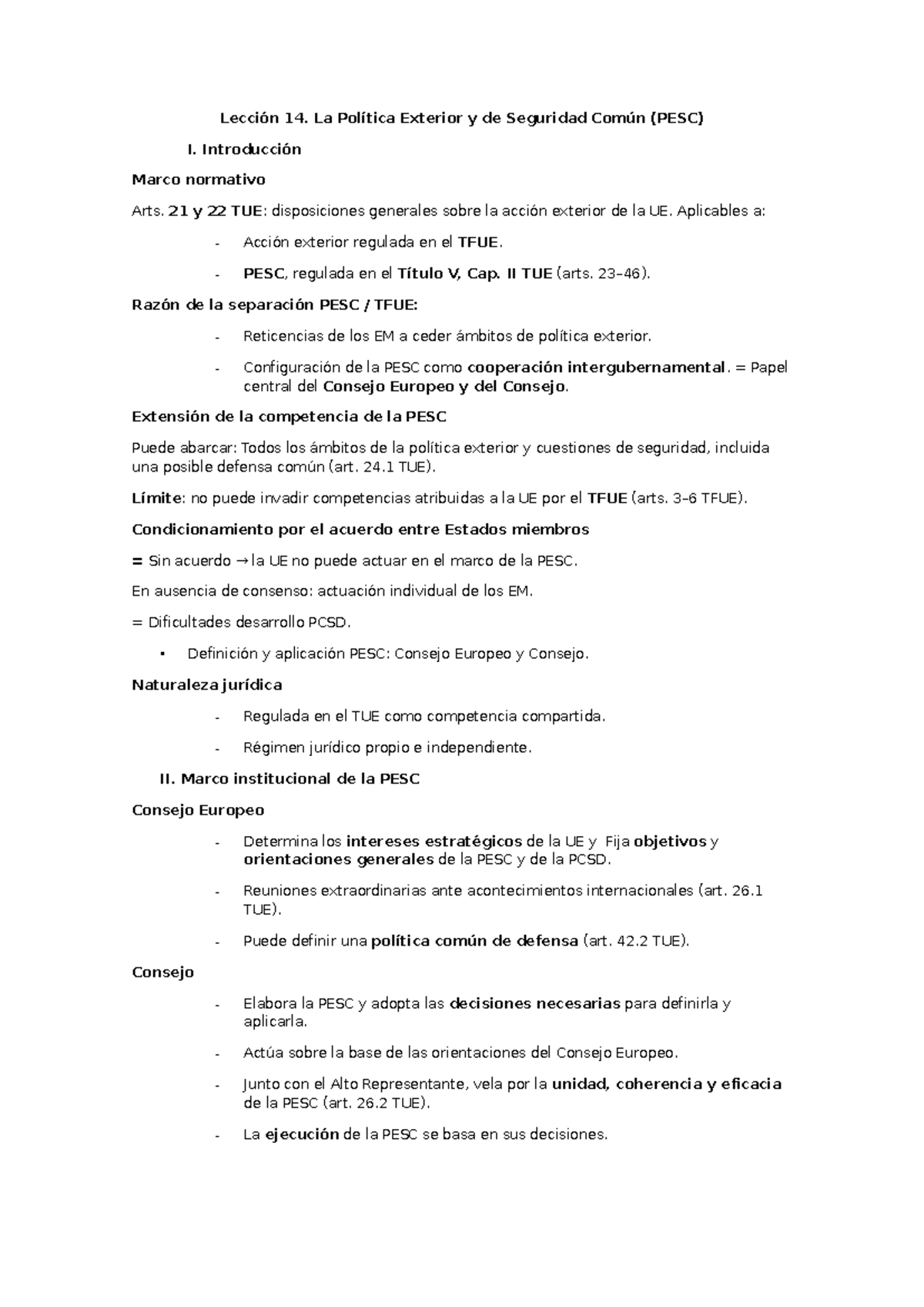 Tema 14 - Apuntes sobre la Política Exterior y de Seguridad Común (PESC ...