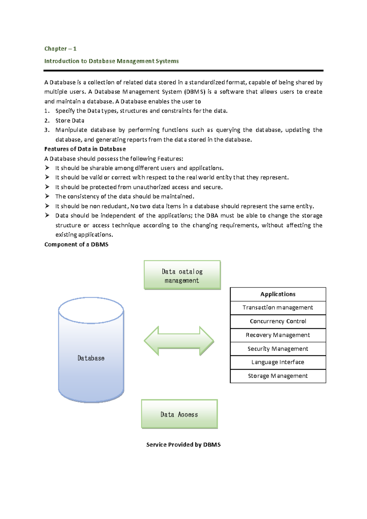 DBMS 101: Chapter 1 - Introduction to Database Management Systems - Studocu