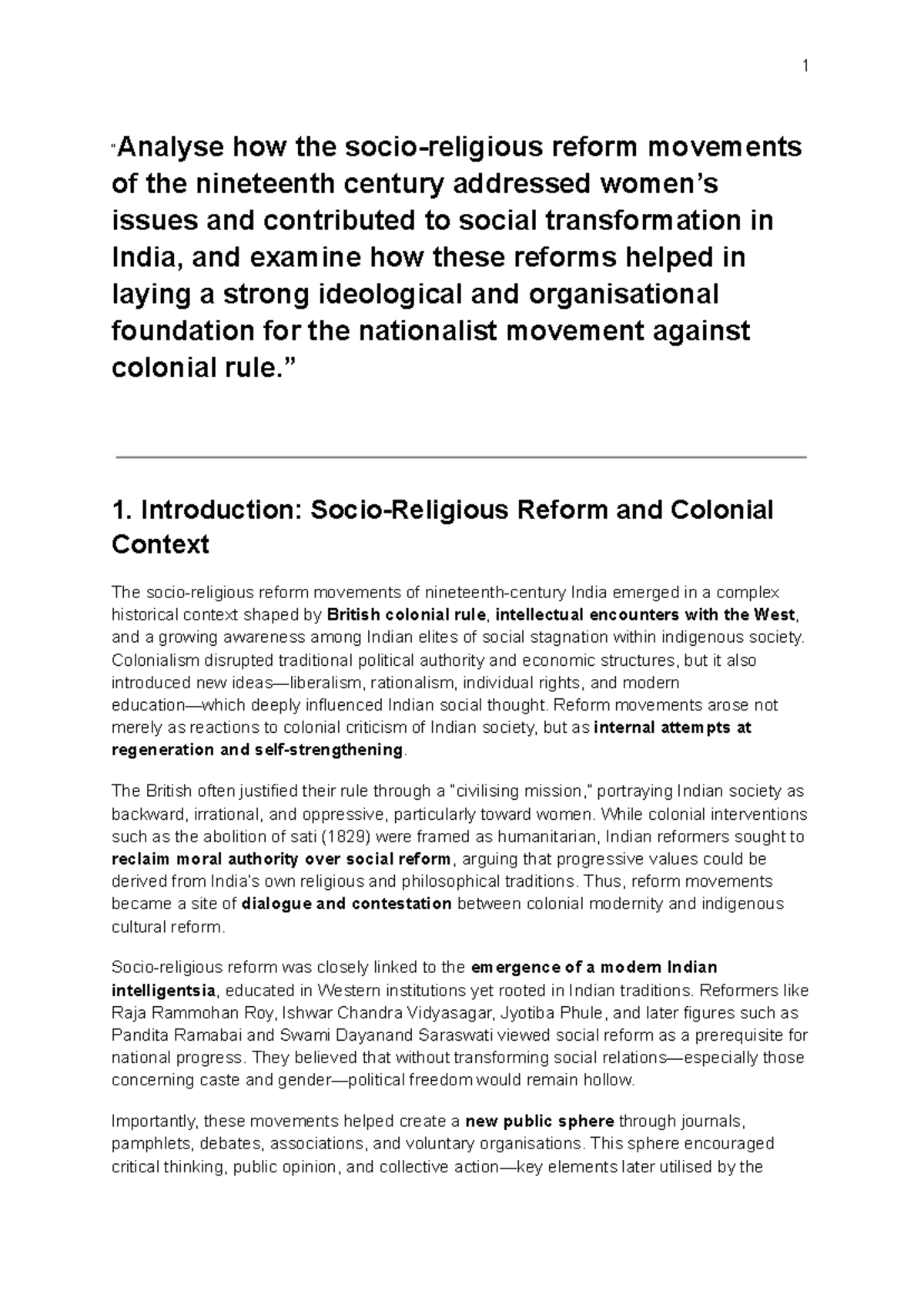 Reform Movements in 19th Century India: Social Transformation ...